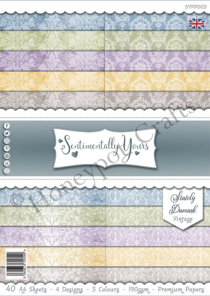Stately Damask A4 Paper Packs - Vintage Pack