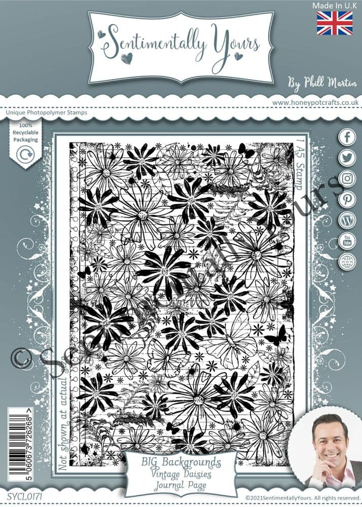 Vintage Daisies Journal Page BIG Background Stamp