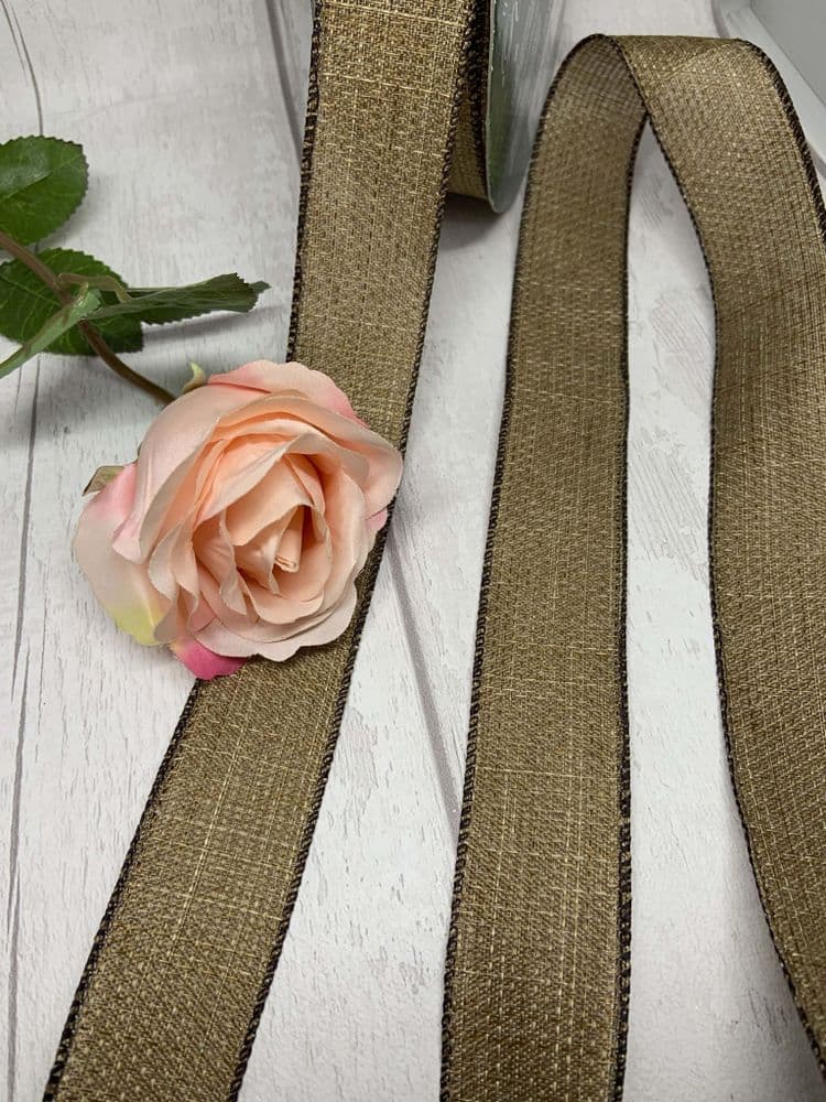 Hessian wire edge ribbon 38 mm width