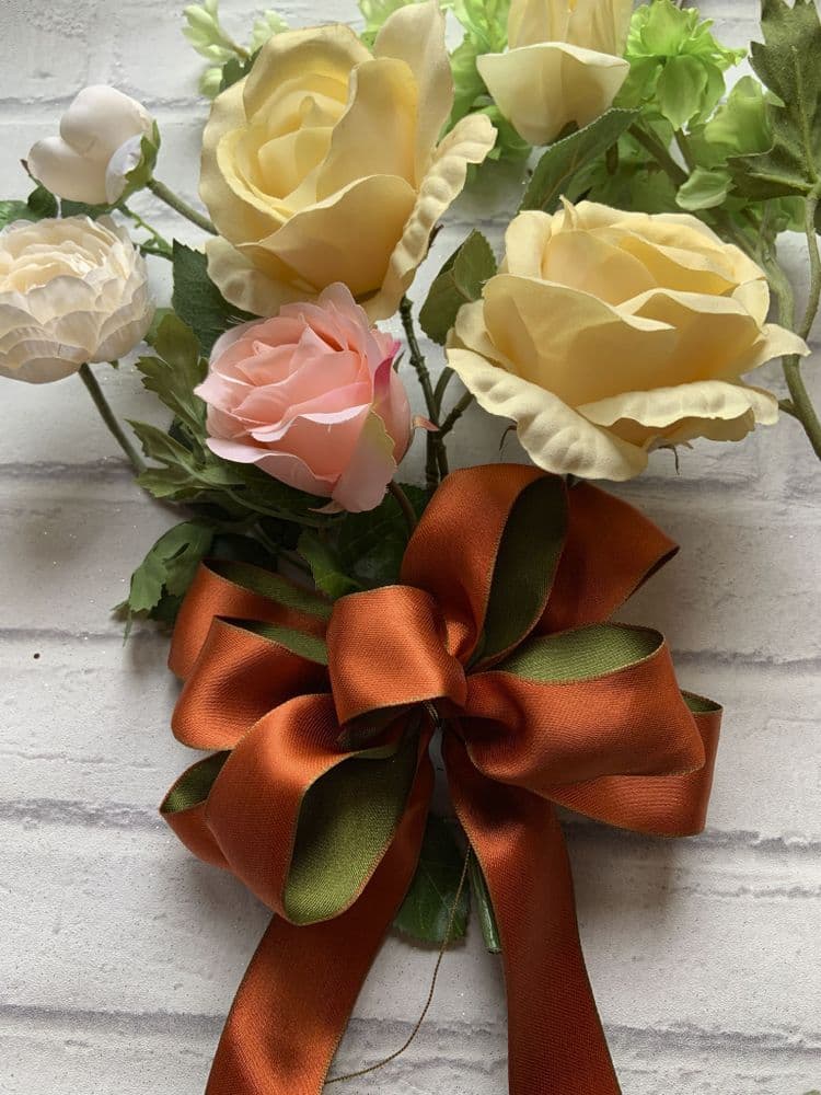 Rust & Olive double sided wire edge ribbon bow