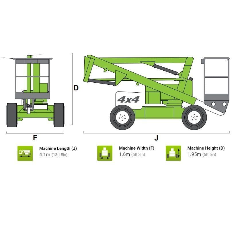 12m Self Propelled 4x4 Boom Lift - Nifty HR12 For Hire