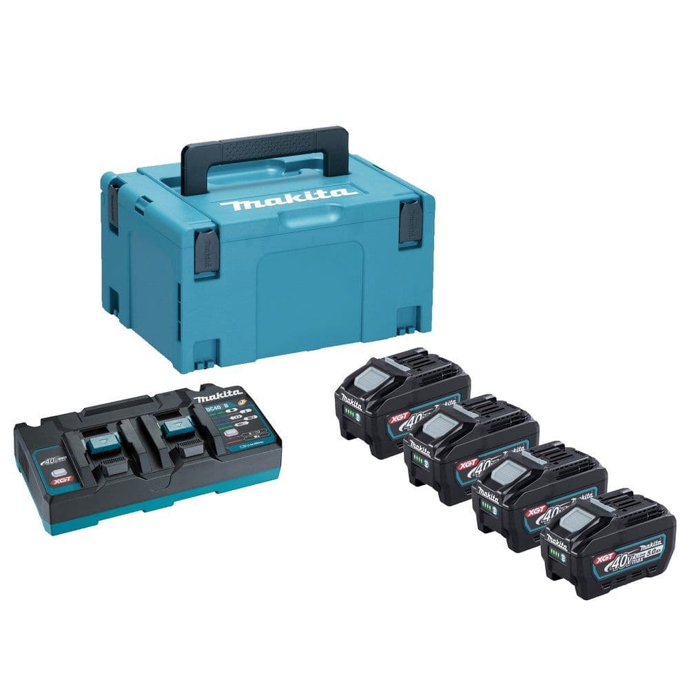 Makita 40V 4 x BL4050F 5 0 Ah Li-Ion Battery Pack with Twin Charger ...