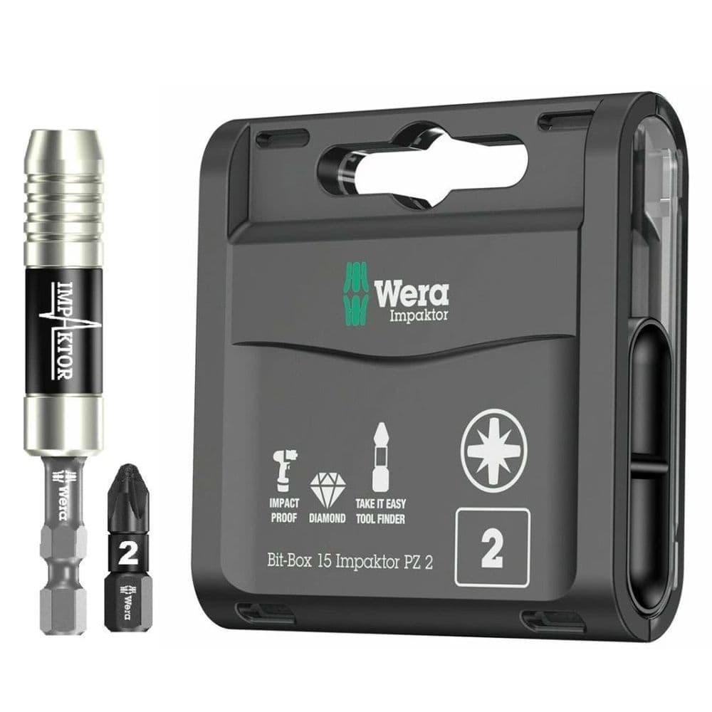 Wera Impaktor 15 Piece Impact Driver Bit Set & Bit Holder SPECIAL ...