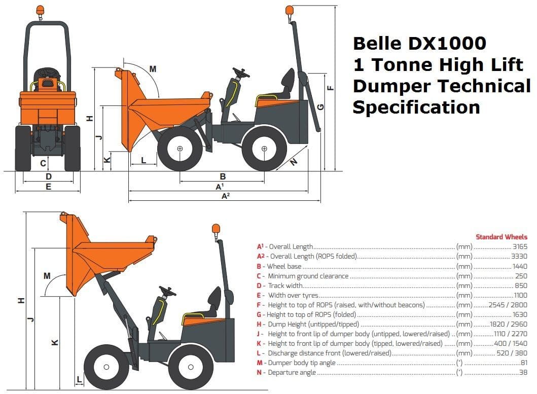1 Tonne High Lift Dumpers For Hire