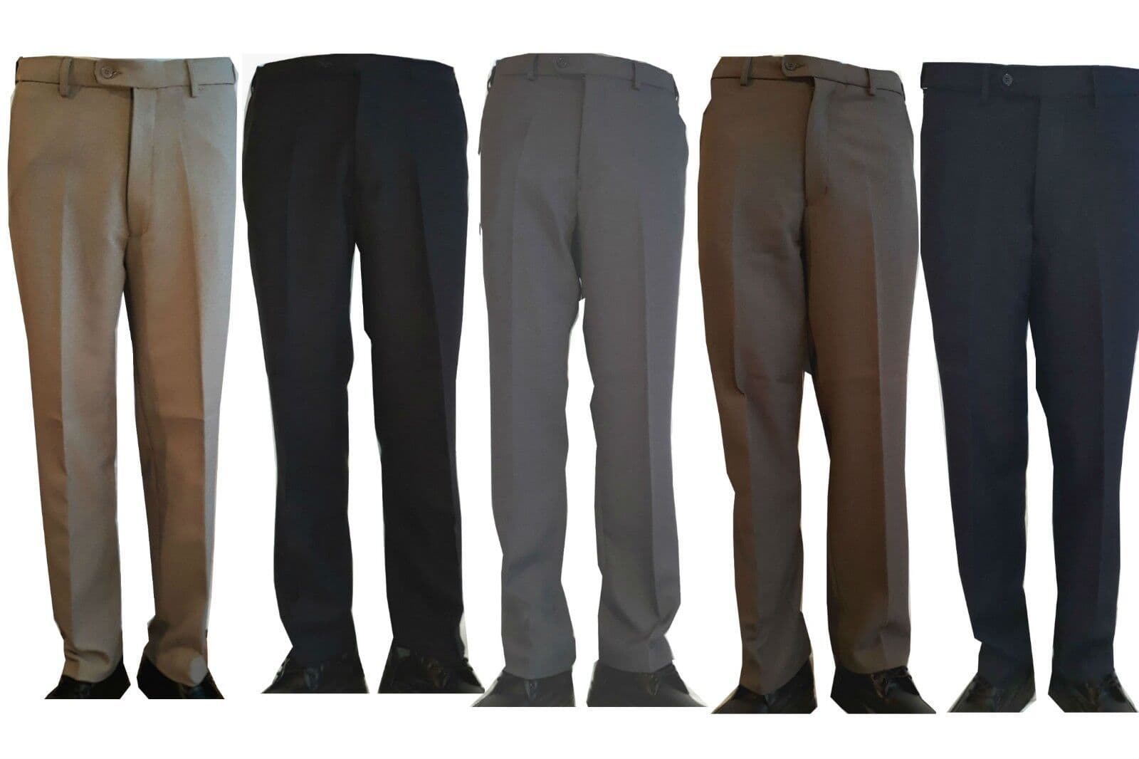 27" length MENS TROUSERS SELF ADJUSTING WAIST BAND FLEXIBLE STRETCH ...