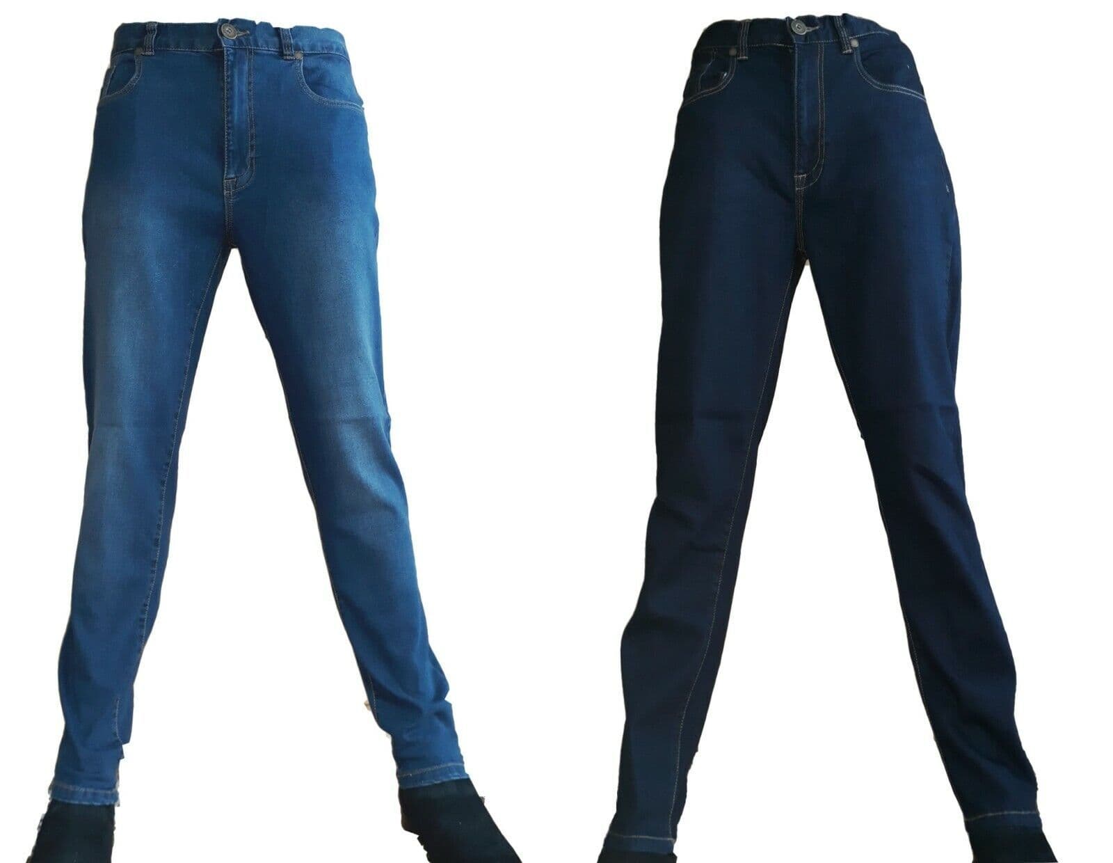 RV MENS Classic Stretch Straight Jeans Slim Fit Stonewash Denim & Black ...