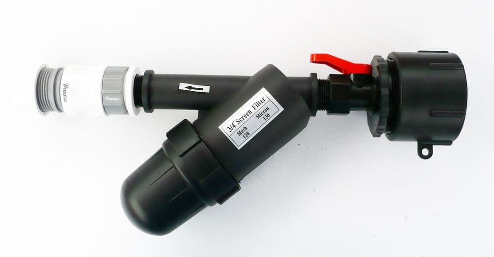 Heavy Duty IBC Adapter with In-Line Bottle Type Water Filter 120 Mesh