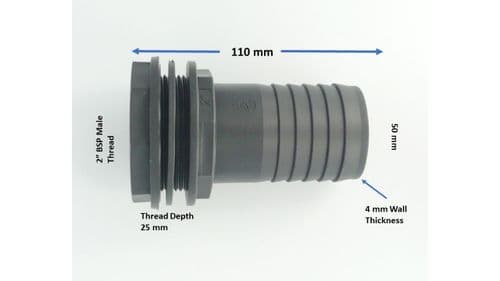 HoseTail Straight Barbed to Male BSP thread plus back nut & washer Tank ...
