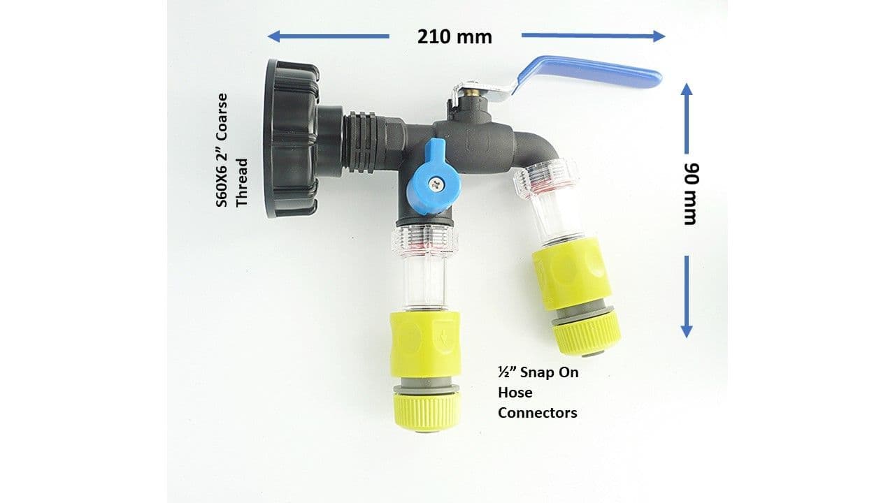 IBC ADAPTER S60X6 to Polypropylene cased brass lever tap with Twin ...