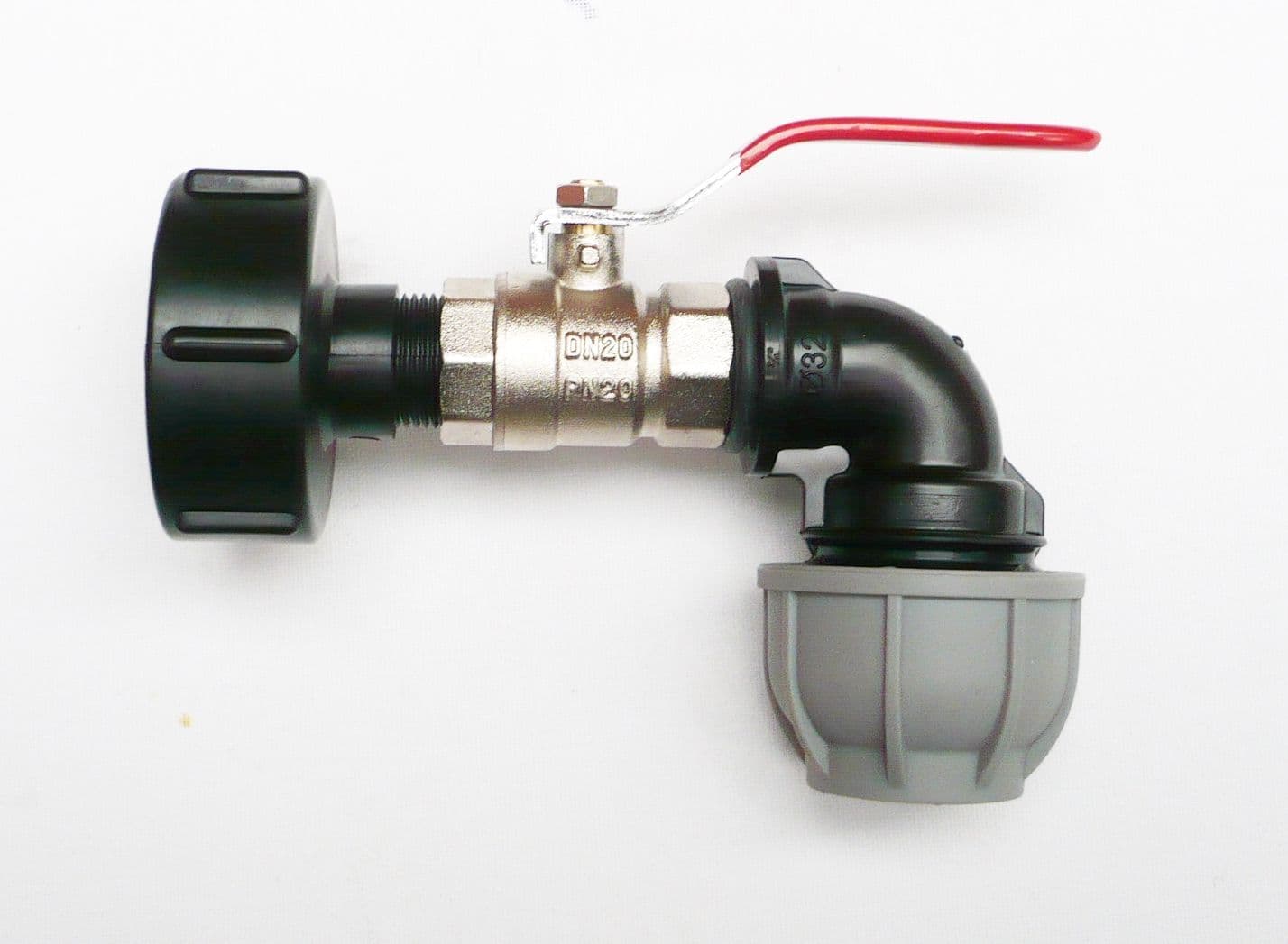 IBC ADAPTER S60X6 with Brass Ball Valve & MDPE Compression Outlet