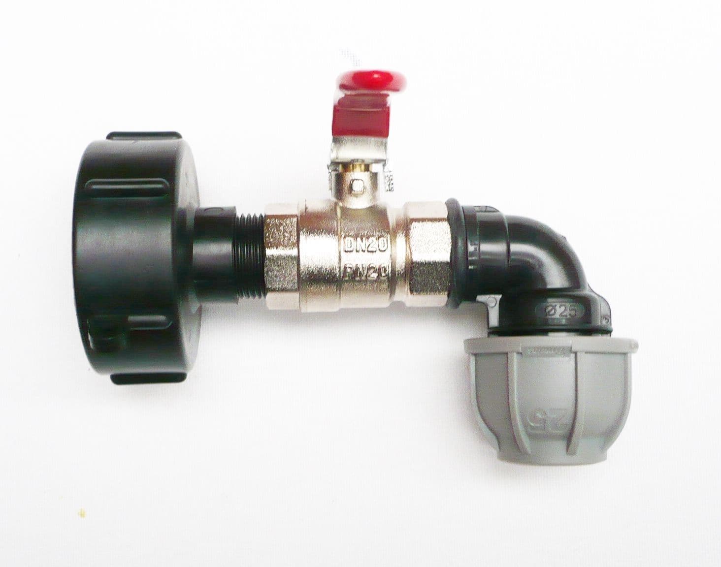 IBC ADAPTER S60X6 with Brass Ball Valve & MDPE Compression Outlet