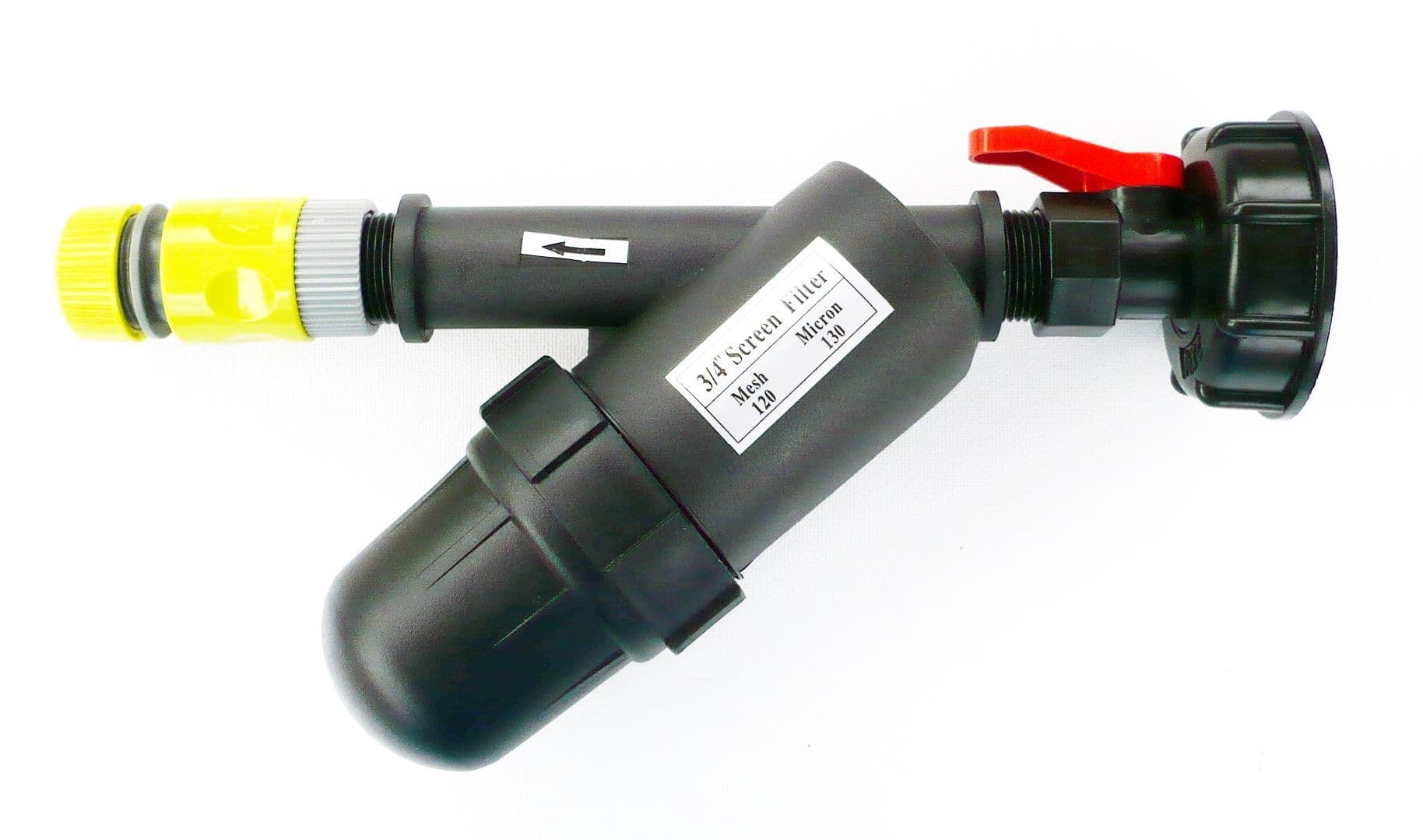 IBC Adapter with In-Line Bottle Type Water Filter 120 Mesh 130 Micron