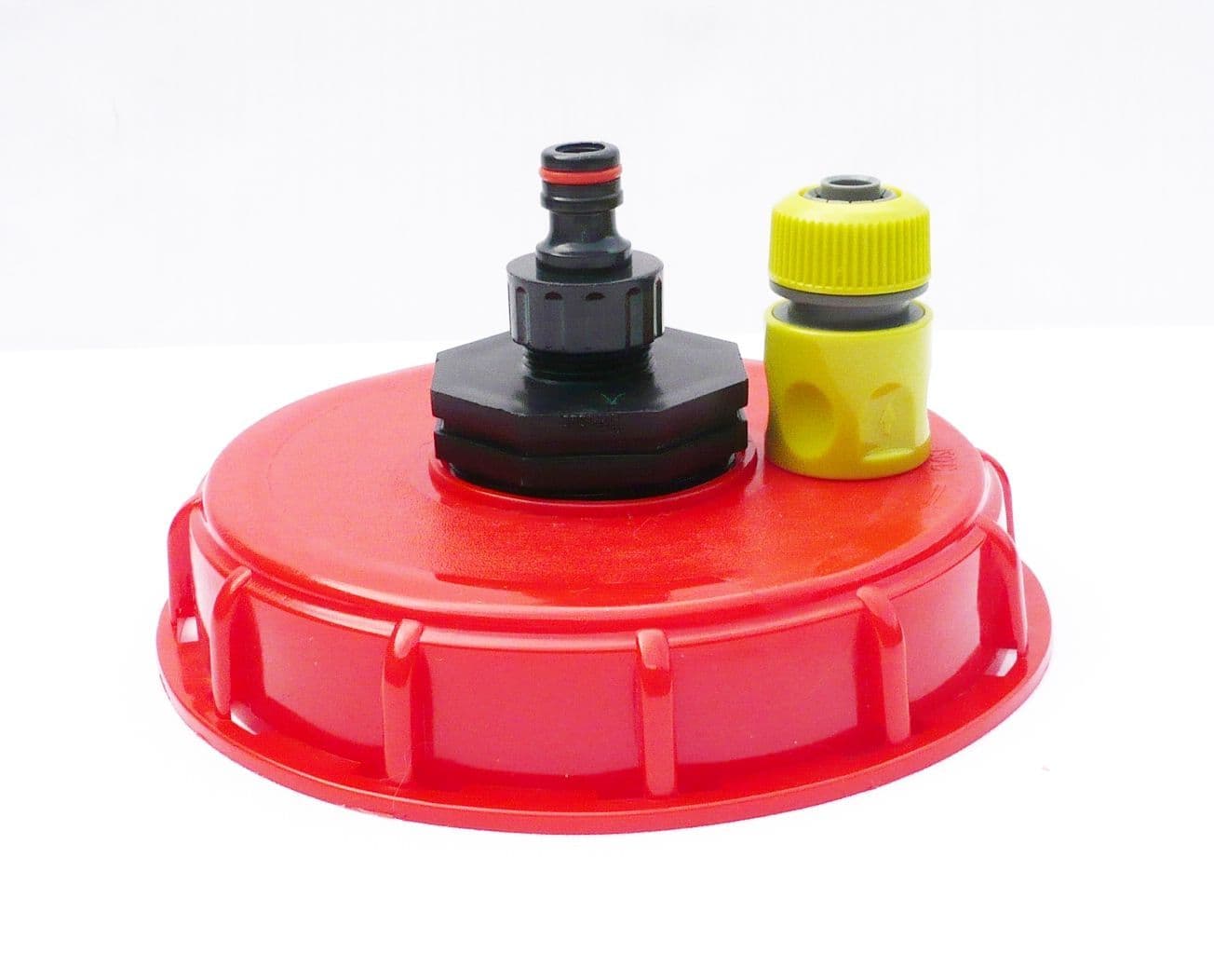 IBC Storage Tank Topfill Cap 6" Coarse Thread with 1/2" Snap-On Hose Inlet