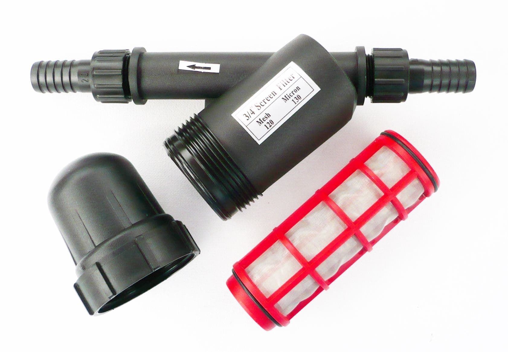 In-Line Bottle Type Water Filter 120 Mesh 130 Micron Hose Tails