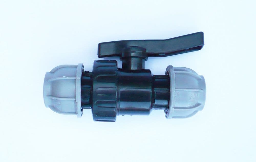 MDPE Compression Pipe Joiner with In-Line Ball Valve 20 mm 25 mm 32 mm