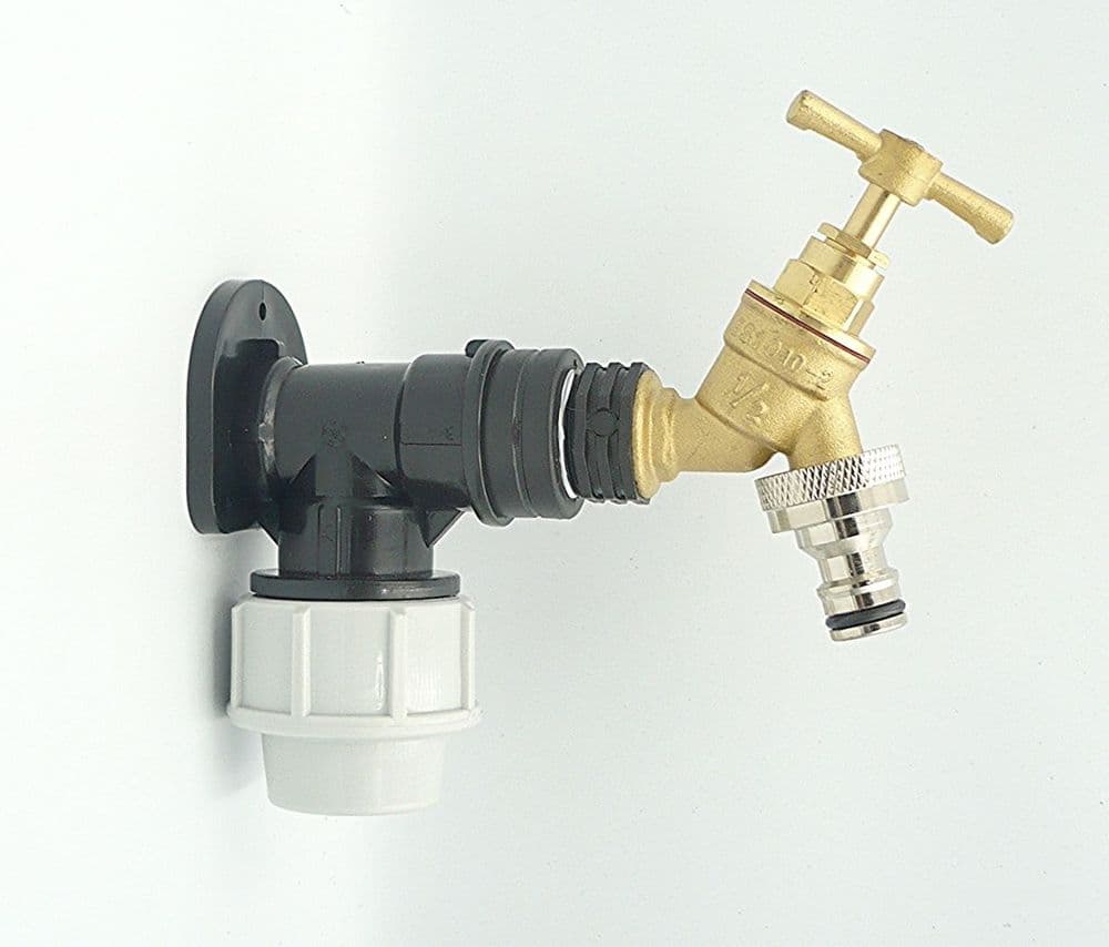 MDPE Compression Wall Plate Elbow 25mm & 1/2" Brass Bib Tap & 1/2 ...