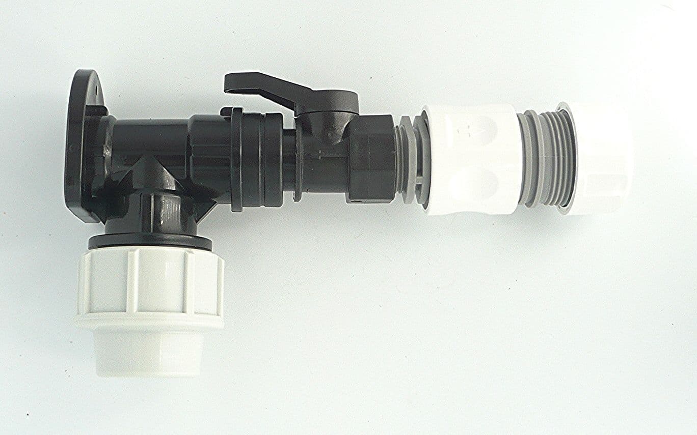 MDPE Wall Plate Elbow 25mm to On/Off Valve & 3/4" Snap-On Hose Fittings