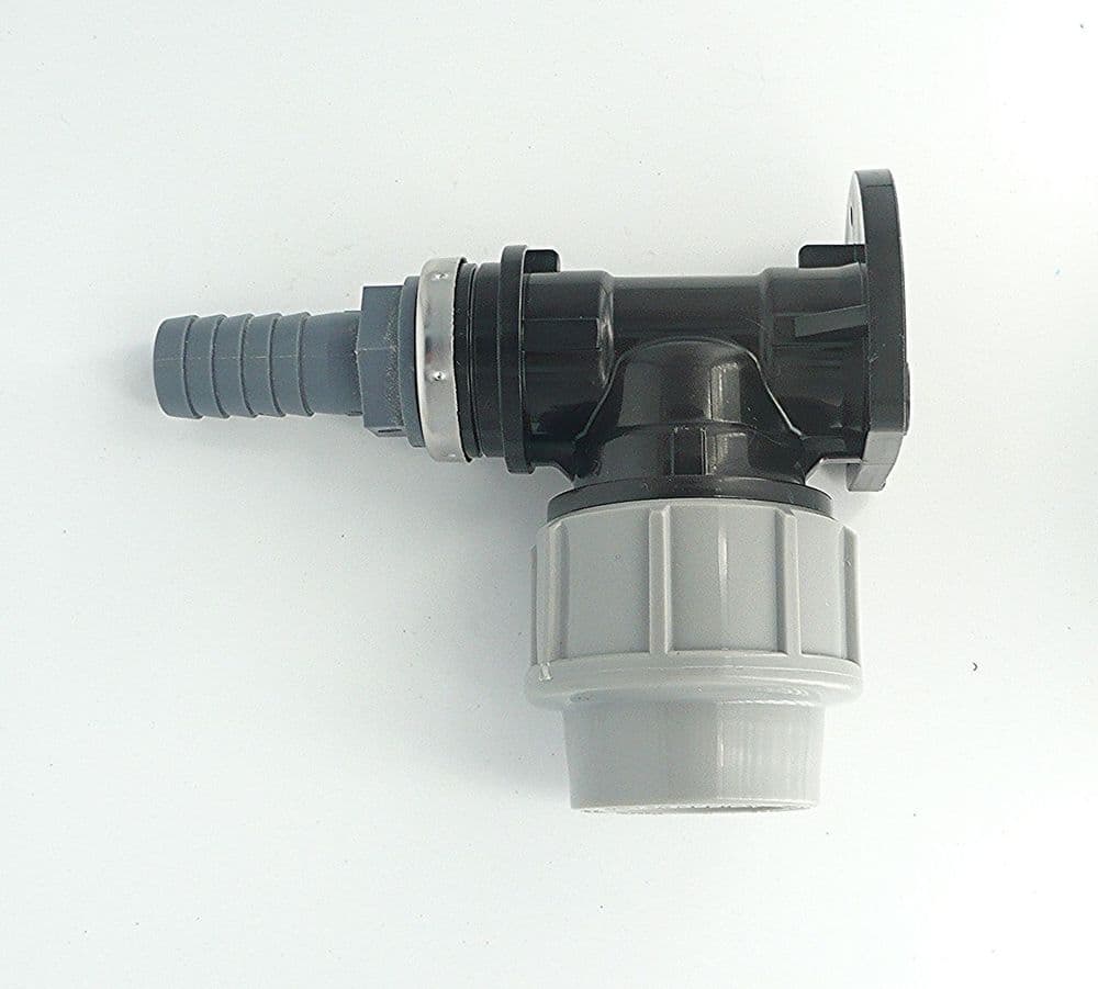 MDPE Wall Plate Elbow 32mm with 3/4" Hose Tail