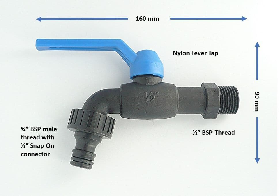 Nylon 1/2" Lever Tap with 1/2" Snap On Connector