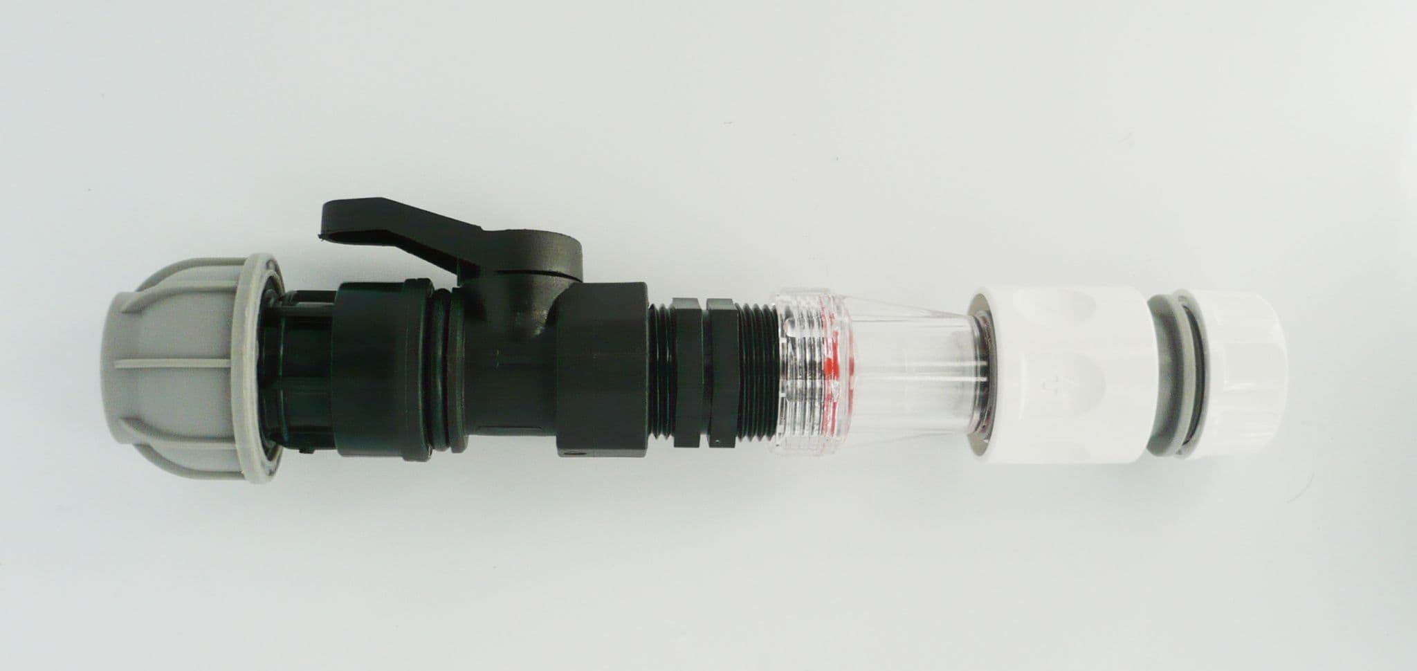 Pipe Joiner joins MDPE pipe to Hose pipe Filter On/OffValve &Snap-On ...
