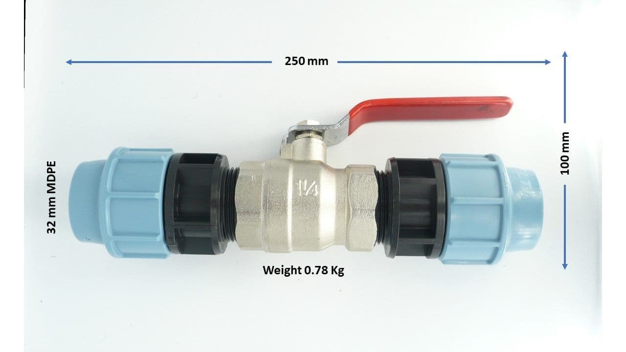 Plated Brass BALL VALVE Heavy Duty to Compression Fittings Water Shut Off