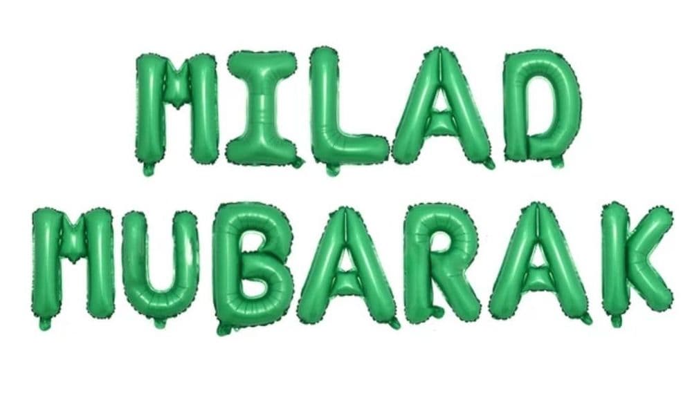1 x MILAAD Foil balloons letters Milad mubarak Islamic DECORATE ...