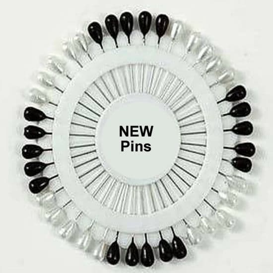 Large Straight Hijab Pins Black & White