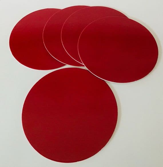 Round Single Thick Cut Edge Card Red 180mm 6 3"