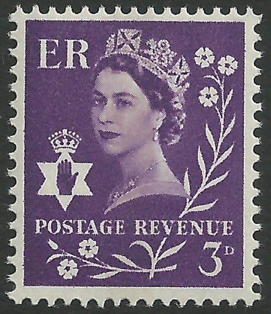 NI 1p 3d Deep Lilac Watermarked Paper Centre Phosphor Band Northern ...