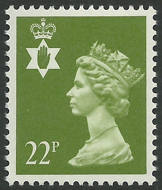 NI 54 22p Yellow Green Phosphorised Paper Northern Ireland Regional ...