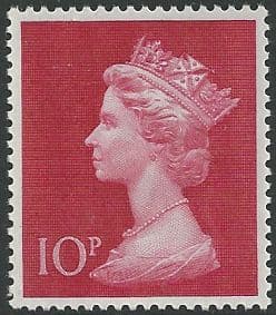 SG829 1970 10p Cerise Decimal Machin High Value Stamps