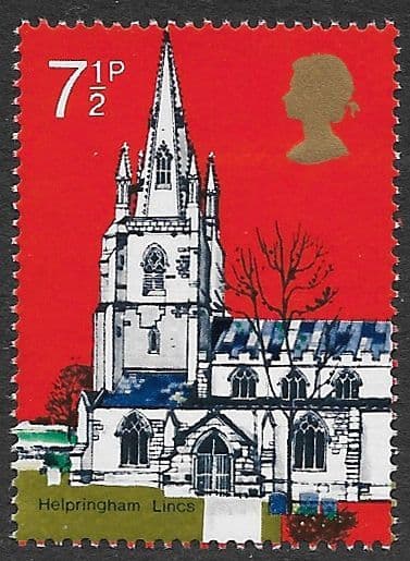 SG907y Missing Phosphor 7 p 1972 Village Churches Stamp