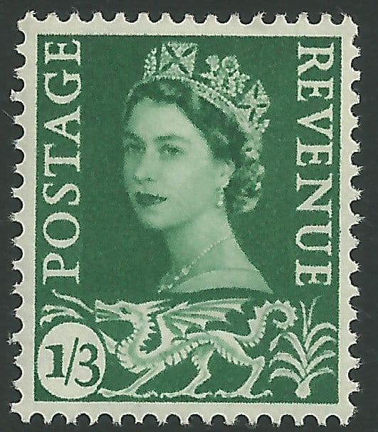 W5 1s3d Green Watermark Paper Wales Regional Stamps