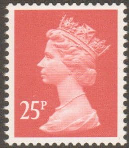 X917a 25p Rose-red 2 Bands & x28;X Number Machin Stamps& x29;