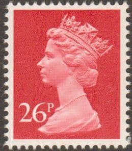 X918 26p Rosine 2 Bands X Number Machin Stamps