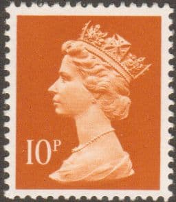 X940 10p Dull Orange on PCP Phosphorised Paper X Number Machin Stamps