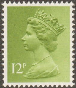 X943 12p Yellowish Green on PCP Phosphorised Paper X Number Machin Stamps