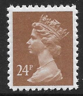 X969var FORGERY 24p Chestnut X Number Machin Stamps