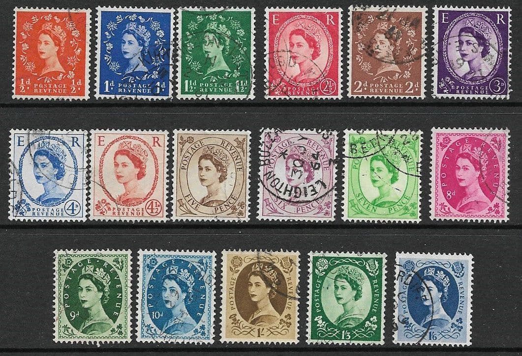 1958 Crowns Wmk Wilding Stamp Set Used SG570-586