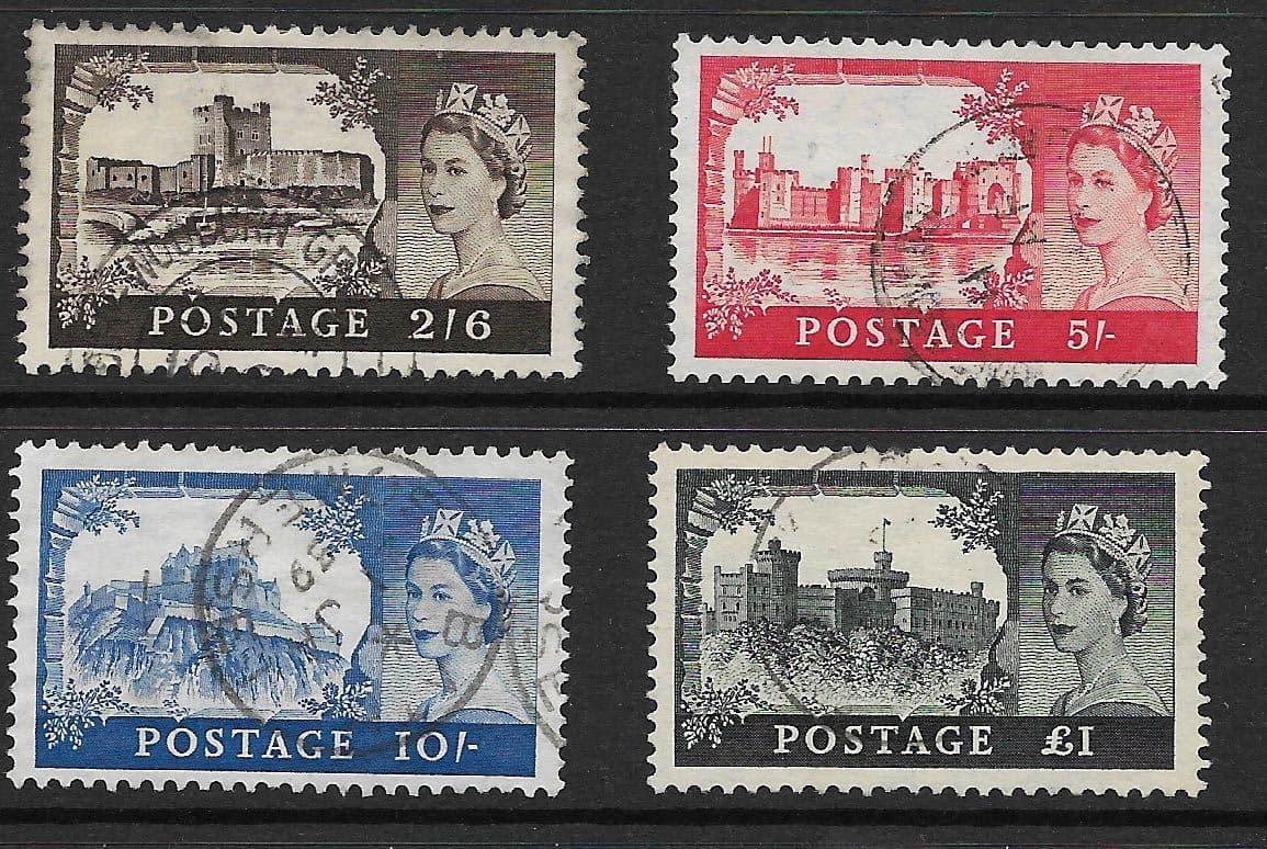 1958 QEII 1st De La Rue Wilding Castles Stamp Set Used SG536a-539a
