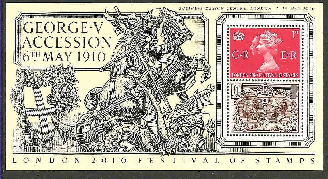 2010 MS3065var Accession of King George V Miniature Sheet With Overprint