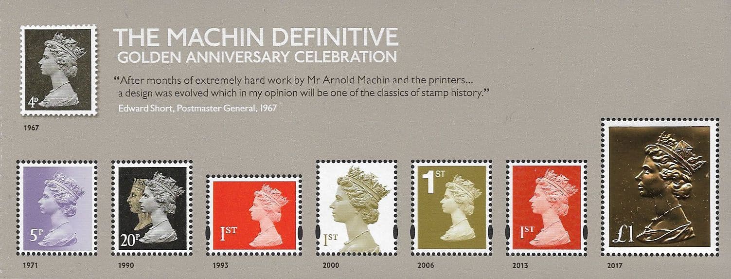 2017 MS3965 The Machin Definitive Golden Anniversary Miniature Sheet