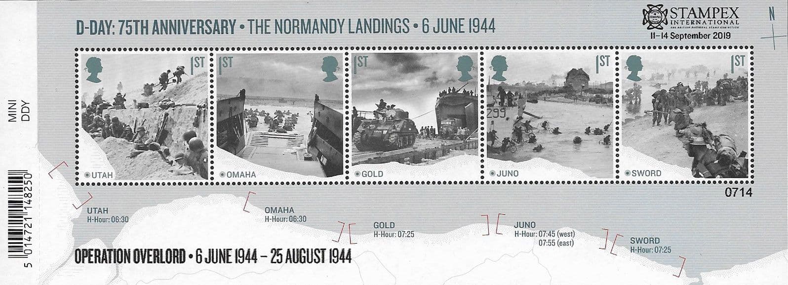 2019 MS4236var STAMPEX OVERPRINT D-Day 75th Anniversary Miniature Sheet