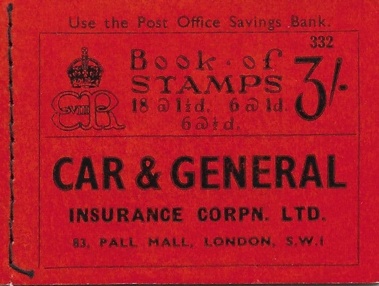 BC3 Edition 332 1936 3/- King Edward VIII Stamp Booklet