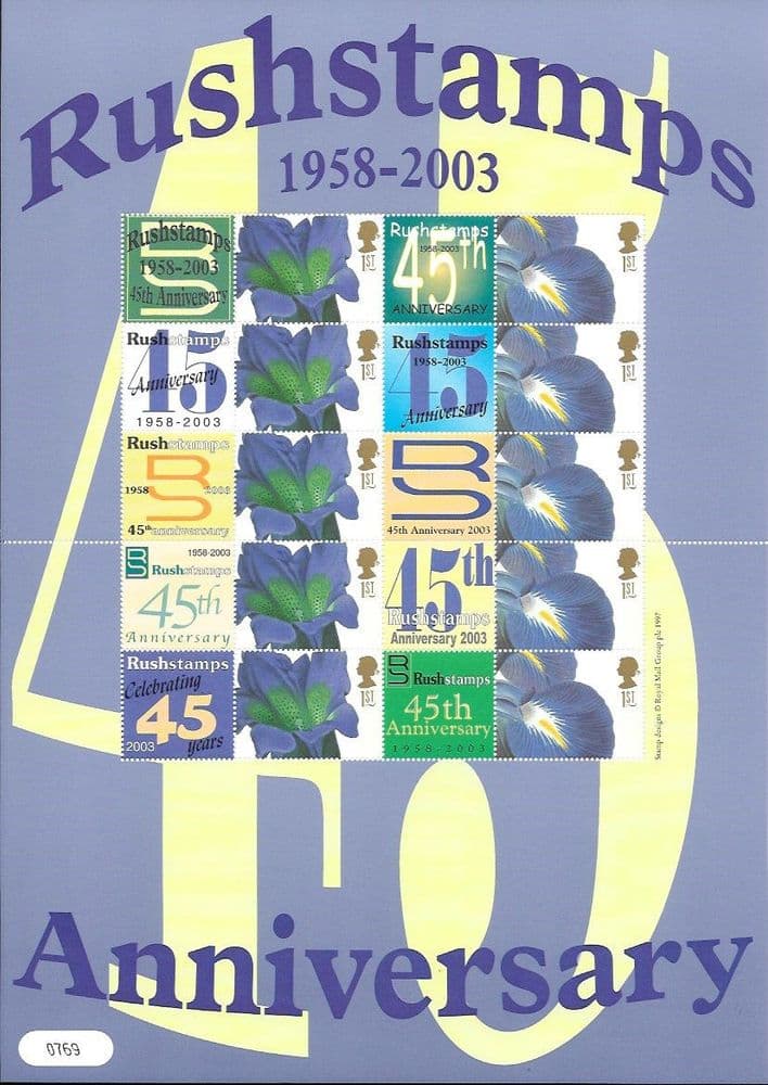 BS12 Rushstamps 45th Anniversary 1st Issue Business Smiler Sheets