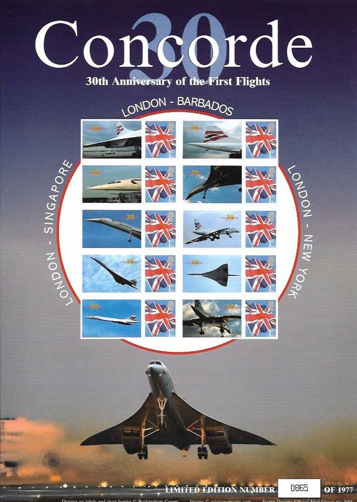 BS122 30th Anniversary First Flights Concorde - 3rd Issue Business Smiler Sheets