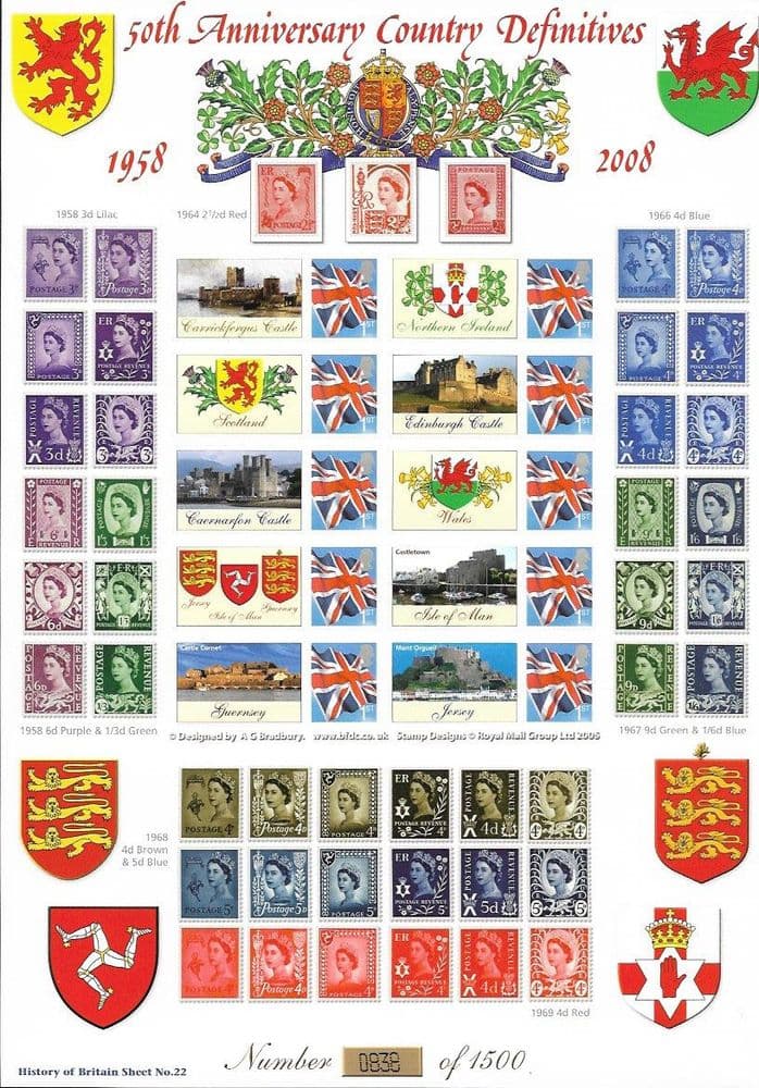 BS166 50th Anniversary of Country Definitives Business Smiler Sheets