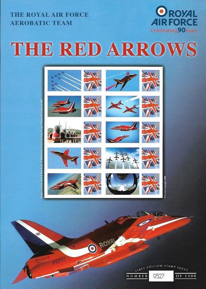 BS174 The Red Arrows - 90 Years of The Royal Air Force Business Smiler ...