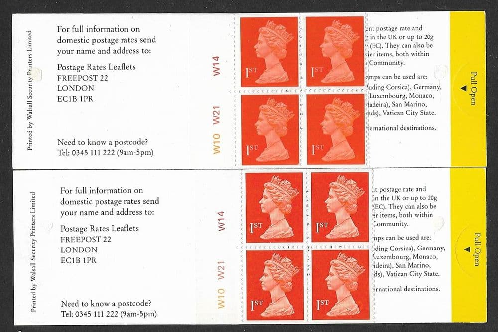 HB3 var Stunning OVER -INKING ERROR Stamp Booklet Cylinder W10 W21 W14