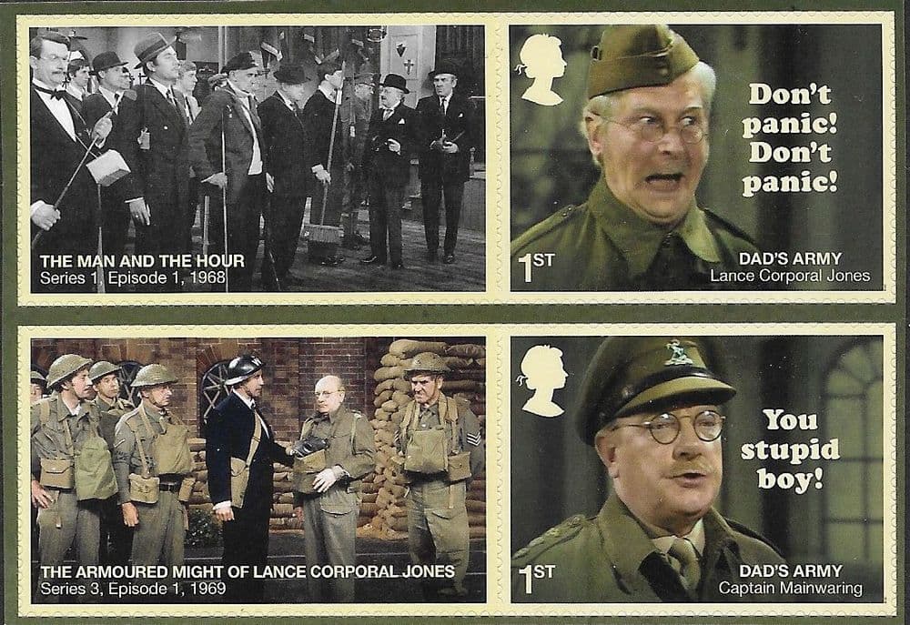 LS111 2018 Dad s Army- Set of 2 Stamps with Labels Printed Litho Perf 14x14